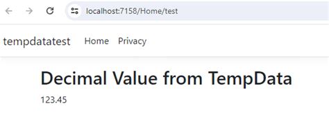 Core Storing And Retrieving A Decimal From Tempdata Stack