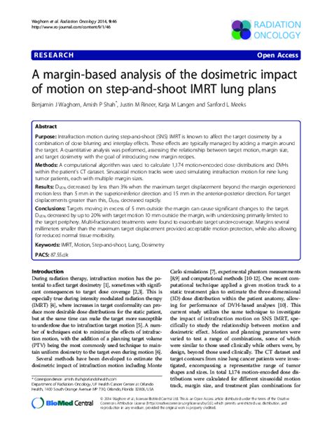 Pdf A Margin Based Analysis Of The Dosimetric Impact Of Motion On Step And Shoot Imrt Lung Plans
