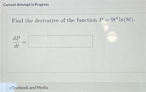 solved current attempt in progressfind the derivative of the