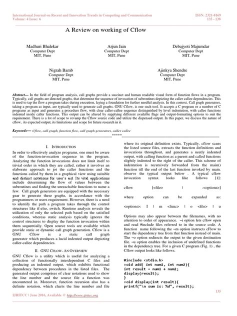 A Review On Working Of Cflow Pdf Subroutine C Programming Language