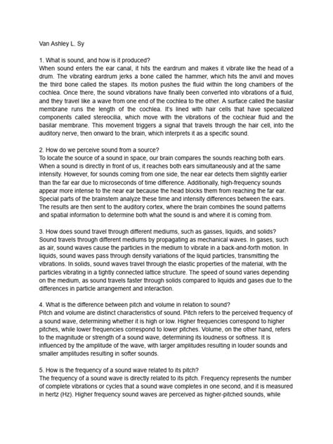 4th Quarter Week 2 Asynchronous Tasks Pdf Sound Waves