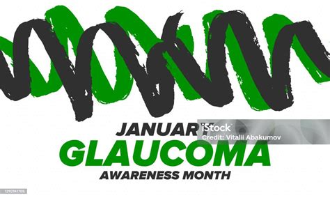 녹내장 인식의 달 1 월에 매년 축하합니다 시력 문제 눈을 저장합니다 예방 및 보호 녹색 리본 의료 의료 개념 포스터 배너 및 배경 벡터 1월에 대한 스톡 벡터 아트 및