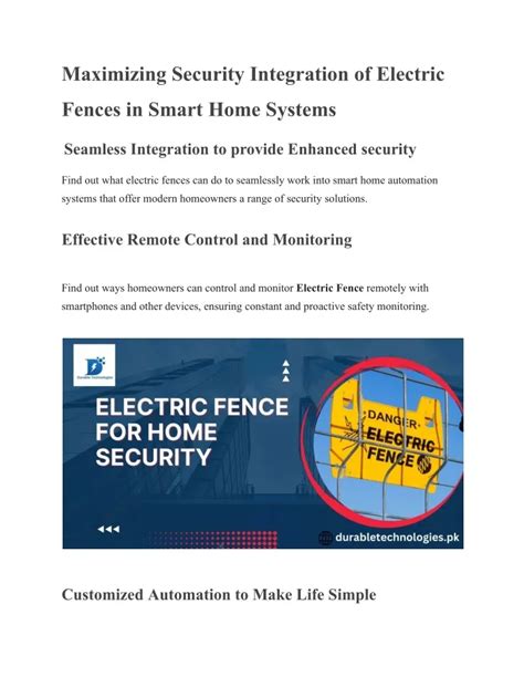 Ppt Maximizing Security Integration Of Electric Fences In Smart Home Systems Powerpoint