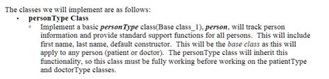 Solved The Classes We Will Implement Are As Follows Chegg Com