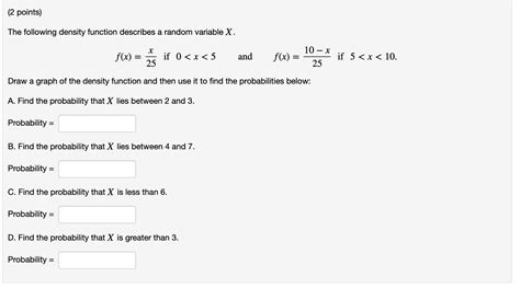 solved 2 points the following density function describes a
