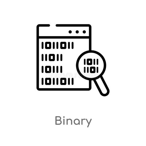 Outline Binary Vector Icon Isolated Black Simple Line Element