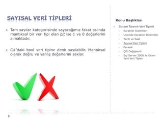 Sql Server Veri Tipleri PPTX