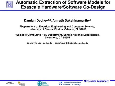 Ppt Automatic Extraction Of Software Models For Exascale Hardware Software Co Design