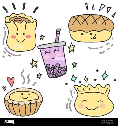 Cute Kawaii Asian Dumplings Food Illustration Chibi Character Of