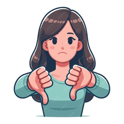 Woman Showing Thumbs Down Vector Illustration Unhappy Girl Gesturing