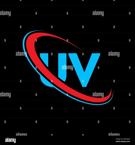 Uv U V Letter Logo Design Initial Letter Uv Linked Circle Uppercase Monogram Logo Red And Blue