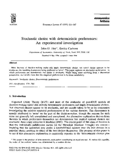 Pdf Stochastic Choice With Deterministic Preferences An Experimental