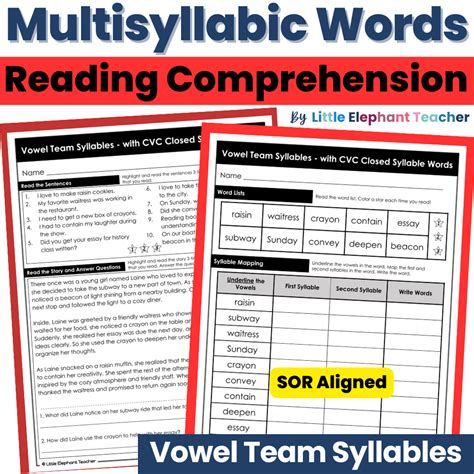 Multisyllabic Words Reading Comprehension And Passages