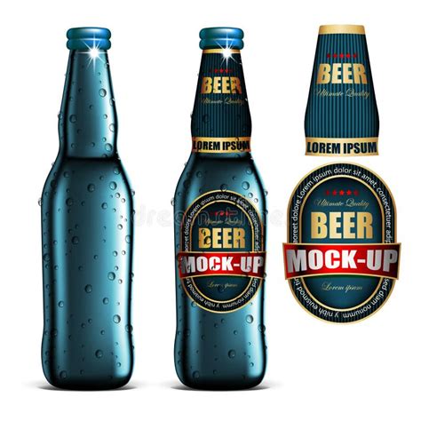 Cerveza Mofa Para Arriba Sistema Botella Azul Sin Una Etiqueta
