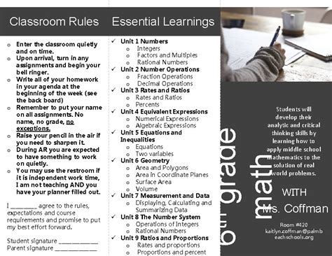 Essential Learnings O Enter The Classroom Quietly And