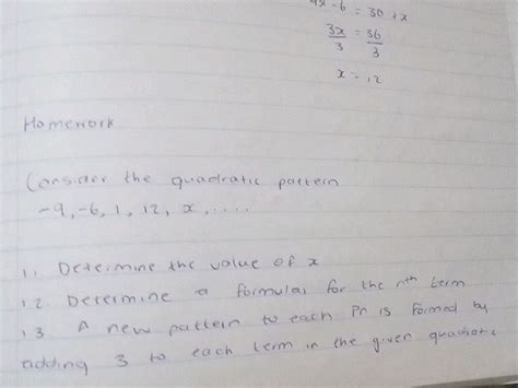 Consider The Quadratic Pattern 9 6 1 Studyx