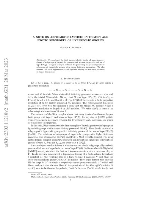 Pdf A Note On Arithmetic Lattices In Mathbb H N And Exotic