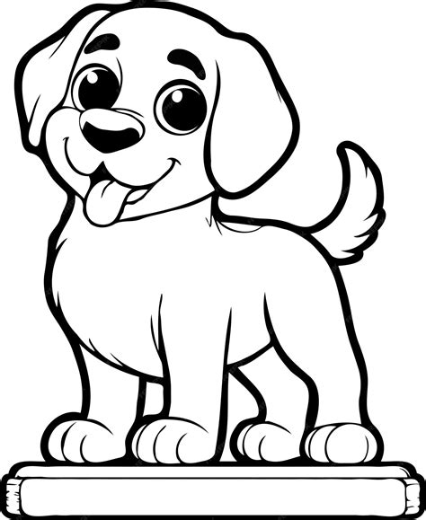 A Black And White Drawing Of A Dog With A Big Eyes Premium Ai