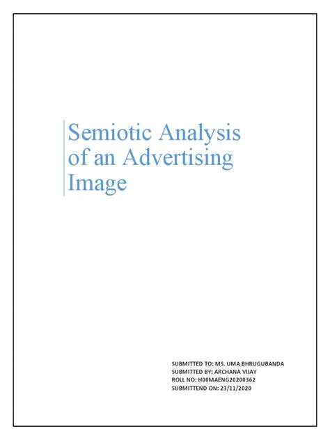 Semiotic Analysis Of An Advertising Image Pdf Semiotics Advertising