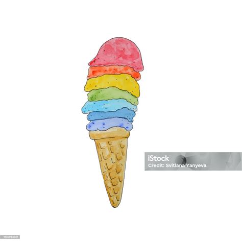 무지개 수채화 아이스크림 Lgbt 프라이드 플래그 색칠 레즈비언 게이 양성애자 및 트랜스 젠더 디자인 요소 게이 프라이드 상징에 대한 스톡 벡터 아트 및 기타 이미지