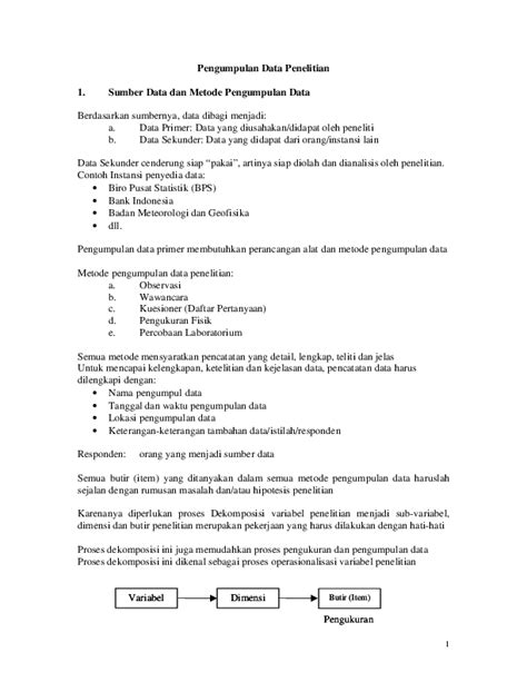 Pdf Pengumpulan Data Penelitian 1 Sumber Data Dan Metode Pengumpulan