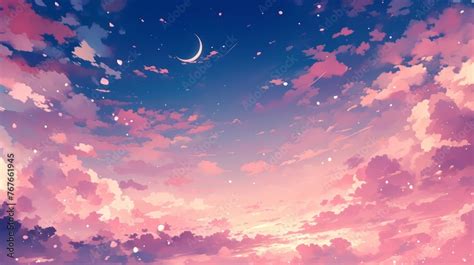 Anime Pink Sky Background Art Manga Stock Illustration Adobe Stock