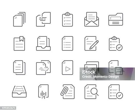 문서 선 아이콘의 간단한 세트입니다 편집 가능한 스트로크 데이터에 대한 스톡 벡터 아트 및 기타 이미지 데이터 아이콘 타자 치기 Istock