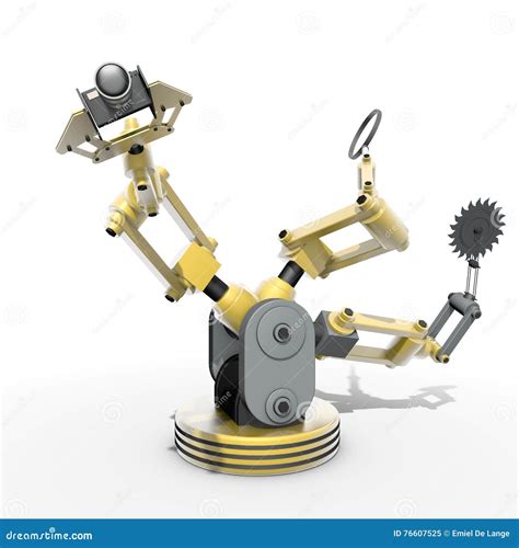 Multitasking Robot Stock Illustration Illustration Of Magnifying