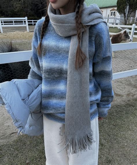 모헤어 단가라 니트 Ven 남녀공용 브러쉬 앙고라 오버핏 루즈핏 스트라이프 커플 모헤어니트 앙고라니트 단가라니트 가을니트 겨울니트 스트라이프니트 커플니트 시밀러룩