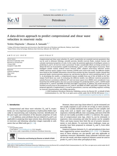 tltk7 a data driven approach to predict compressional and shear wave