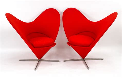 Verner Panton Pair Verner Panton Vitra Heart Cone Chairs 1959