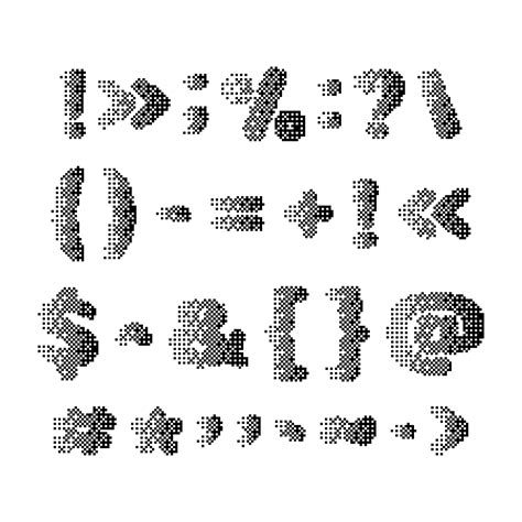 Set Of Pixel Punctuation Marks With Noisy Texture Symbols And
