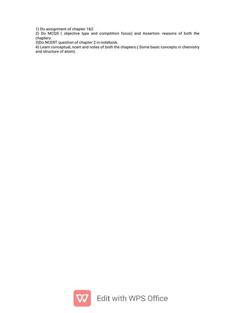 Holiday Homework Chemistry Class11 Pdf