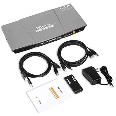 TESmart HDMI 4K 60Hz Ultra HD 2x1 HDMI KVM Switch 3840x2160 60Hz 4 4 4 With 2 Pcs 5ft KVM Cables