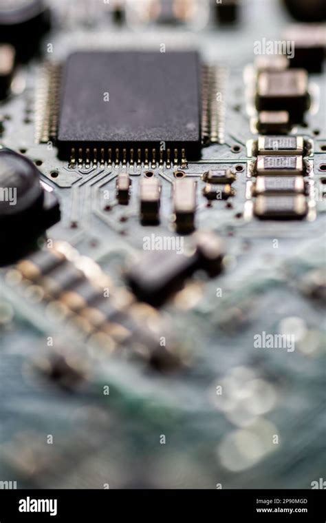 Closeup Of A Circuit Board From A Hard Drive With Transistors And