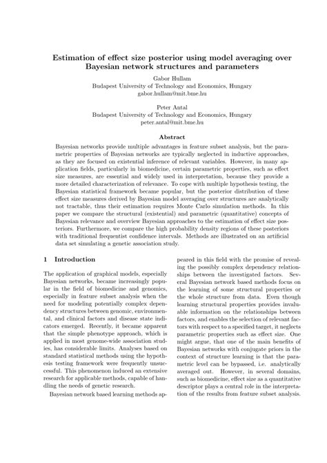 Pdf Estimation Of Effect Size Posterior Using Model Averaging Over