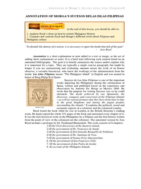 Rizal And Morga Pdf Philippines Spanish Empire