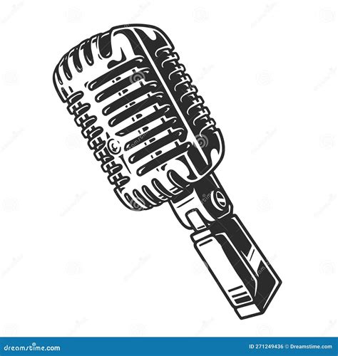 Professional Audio Microphone Monochrome Sticker Stock Vector