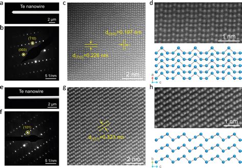 Atomic Structure Of Pvd‐grown Te Nanowires A E Low‐magnification