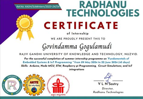 Govindamma Gogulamudi On Linkedin Embeddedsystems Iot Internship