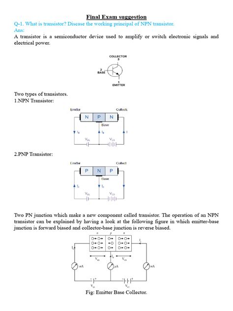 Transistor Operation And Types Explained Pdf Bipolar Junction Transistor Field Effect