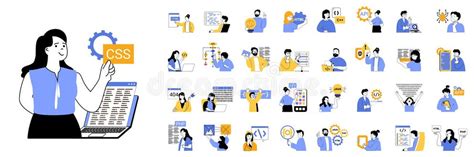 Programming Concept Mega Set With Character Scenes In Flat Design For Web Bundle Situations