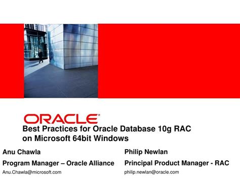 ppt best practices for oracle database 10g rac on microsoft 64bit windows powerpoint