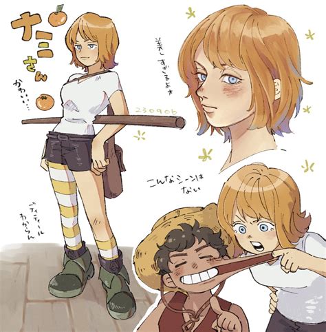 Nami And Monkey D Luffy One Piece And More Drawn By Tamaki J Danbooru
