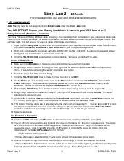 Excel Lab Pdf DUE In Class Name Excel Lab Points For This Assignment Use Your USB