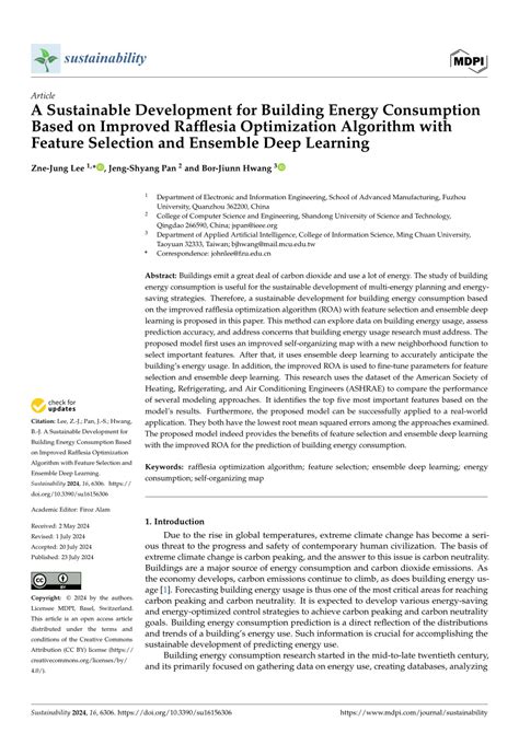 Pdf A Sustainable Development For Building Energy Consumption Based On Improved Rafflesia