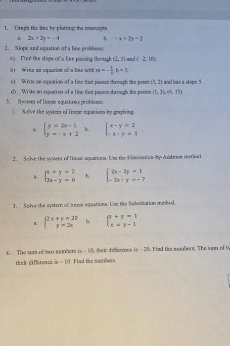 Solved 1 Graph The Line By Plotting The Intercepts A
