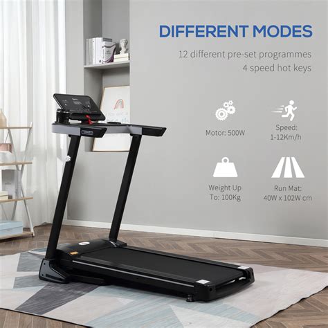 Homcom Black Foldable Motorised Treadmill With Lcd Wilko