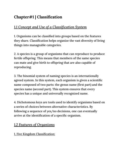 Chapter1 Classification Pdf Organisms Virus