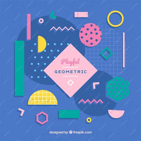 기하학적 형태와 화려한 배경 무료 벡터